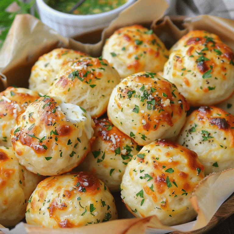 Cheesy Garlic Bread Bombs with Spicy Herb Dip